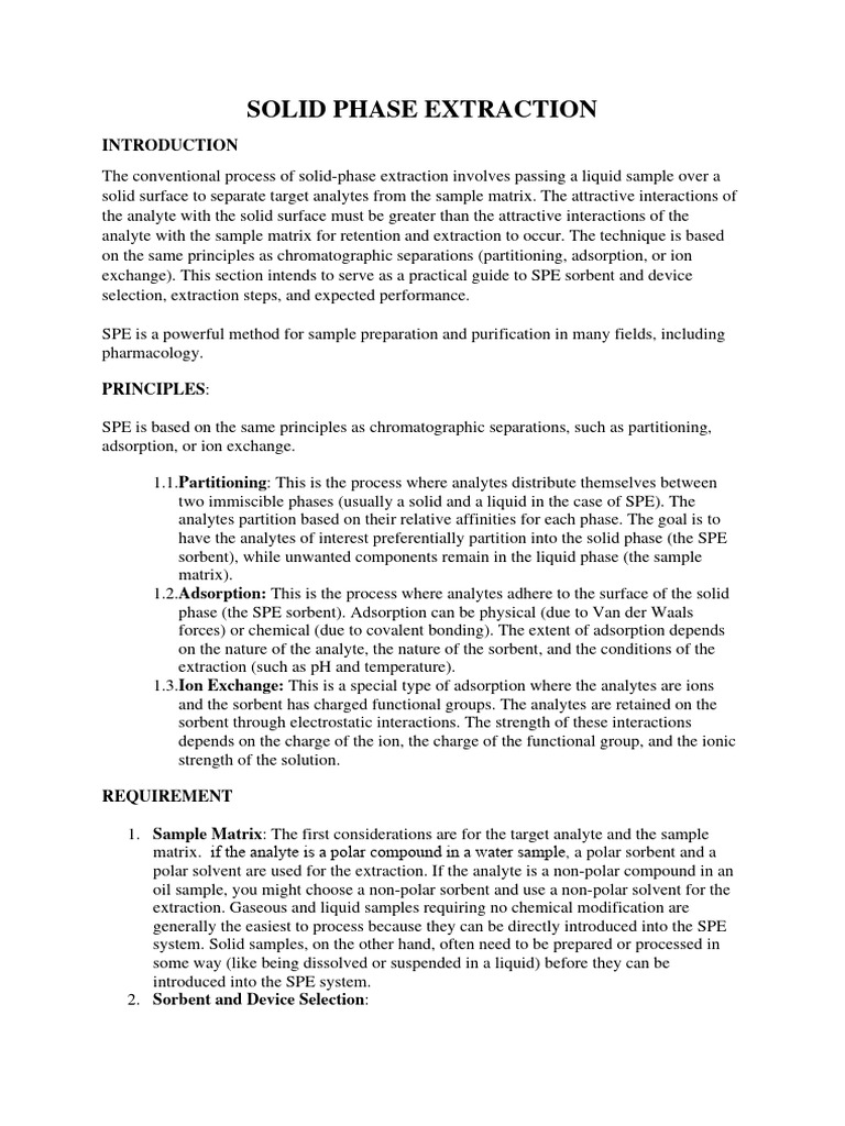 Guide to Solid Phase Extraction Techniques | PDF | Solubility ...