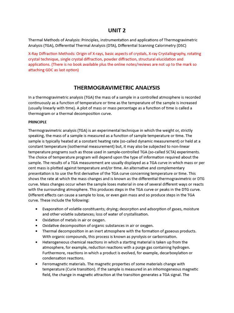 Thermal Methods of Analysis and X - Ray Diffraction | Download Free PDF ...