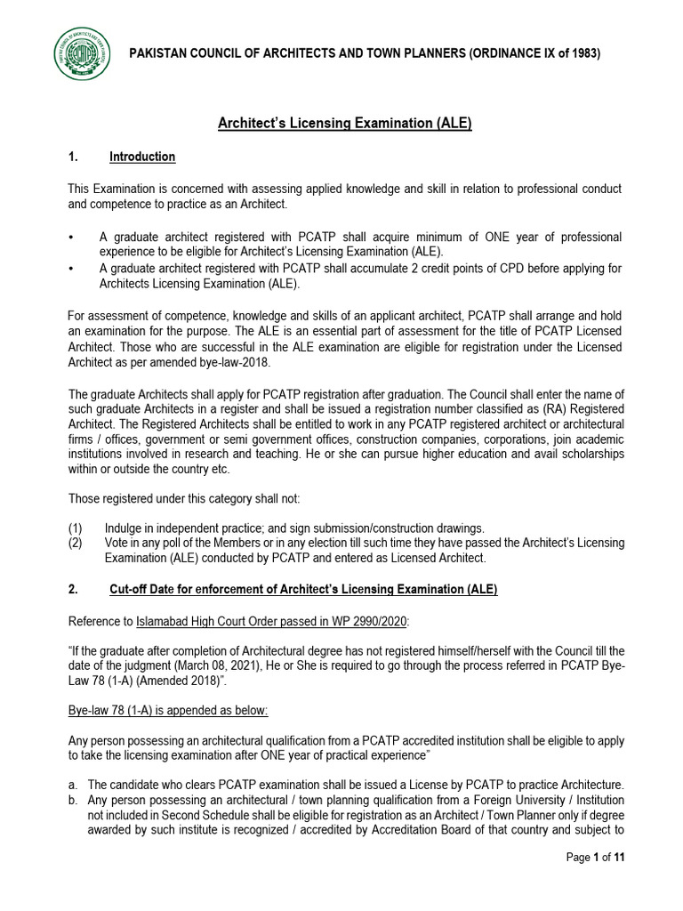 Architect Licensing Examination - ALE | PDF | Architect | Communication