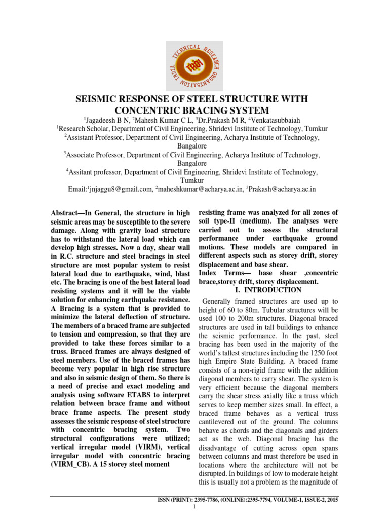 Seismic Response of Steel Structure With Concentric Bracing System ...