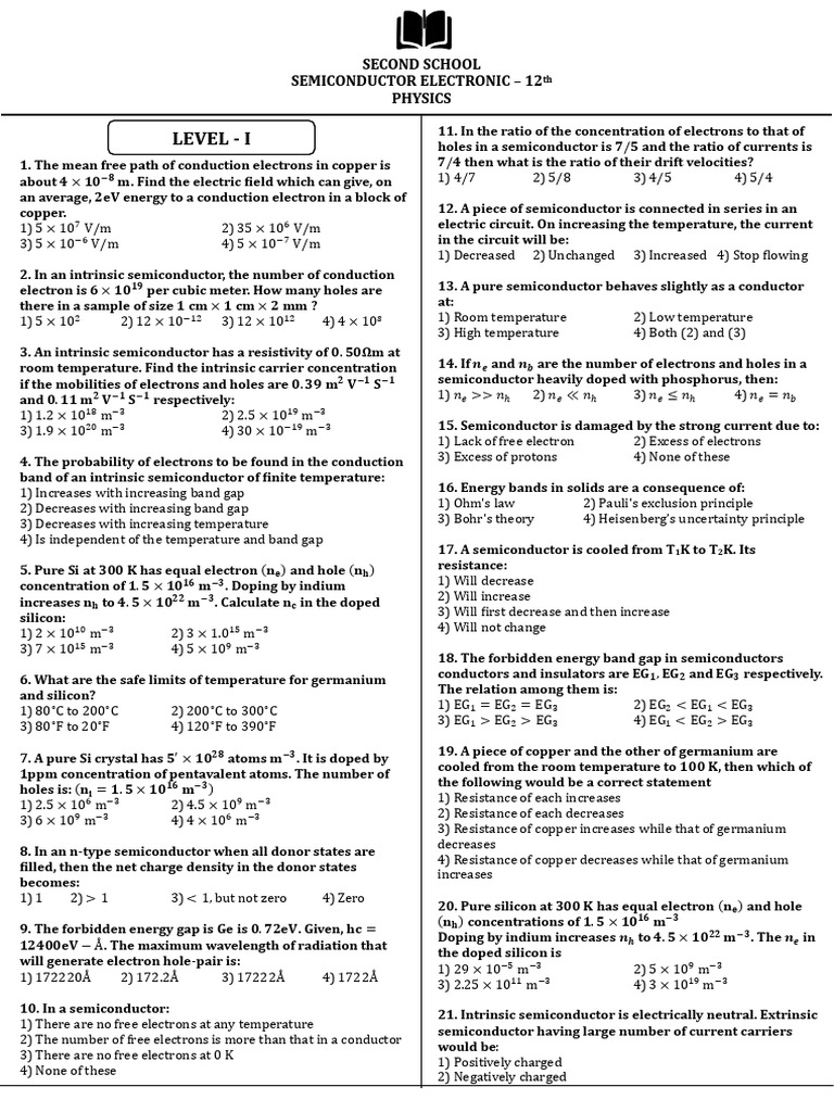 12th Physics: Semiconductor Questions | PDF | Semiconductors ...