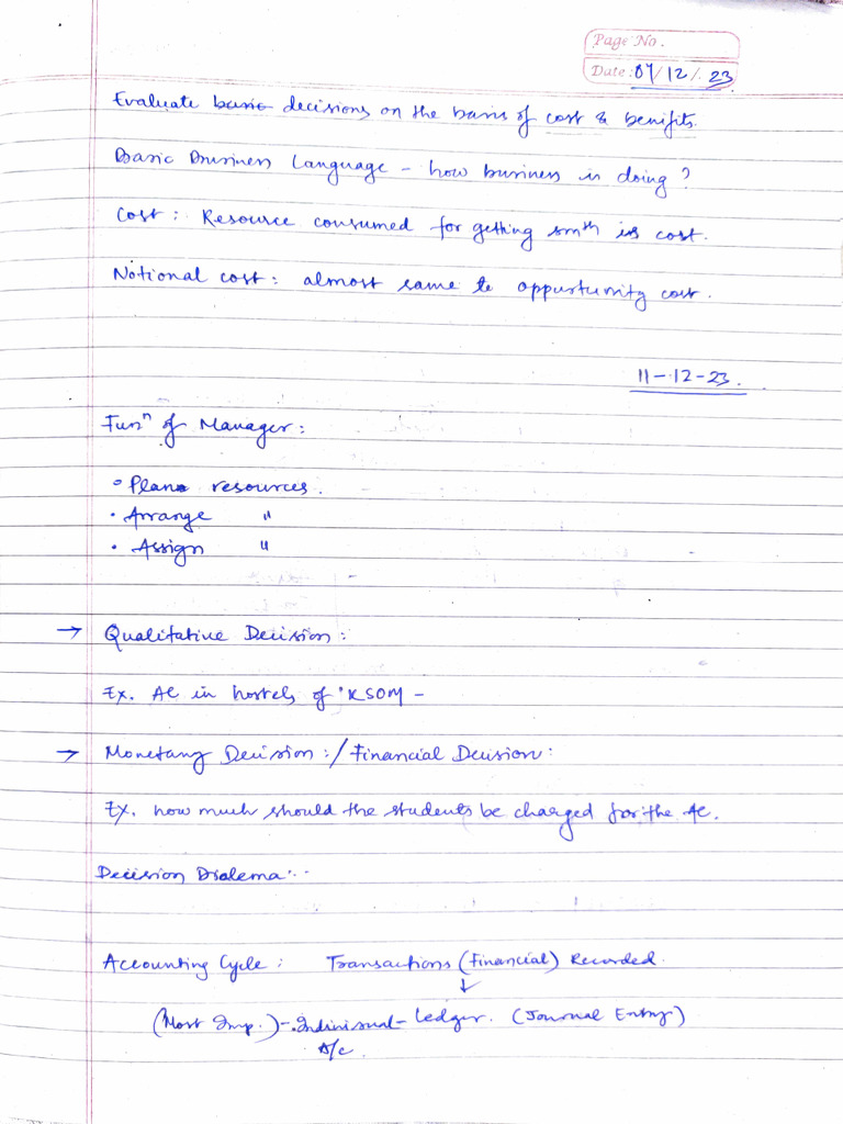 Cma Notes 1 End Sem | PDF