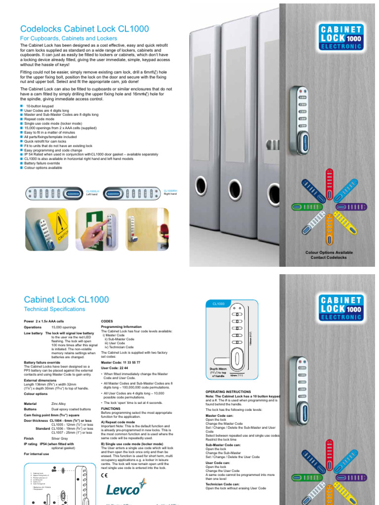 Levco Codelock cl1000 | PDF | Access Control | Computing