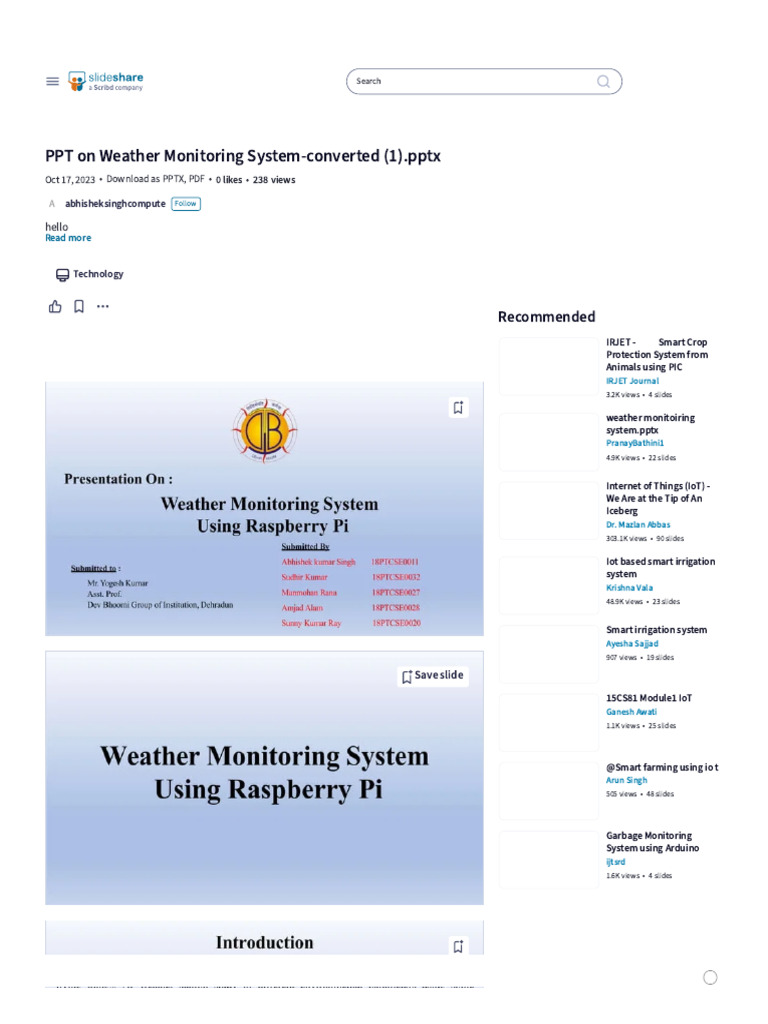 On Weather Monitoring System | PDF | Raspberry Pi | Internet Of Things