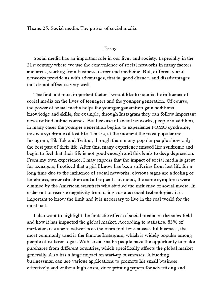 Social Media Power Essay.. | PDF | Social Media | Popular Culture ...