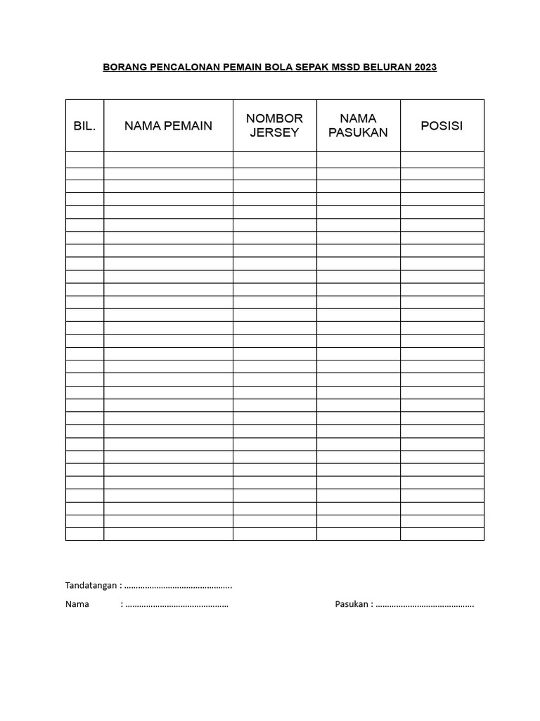 Borang Pencalonan Pemain Bola Sepak Mssd Beluran 2023 Pdf