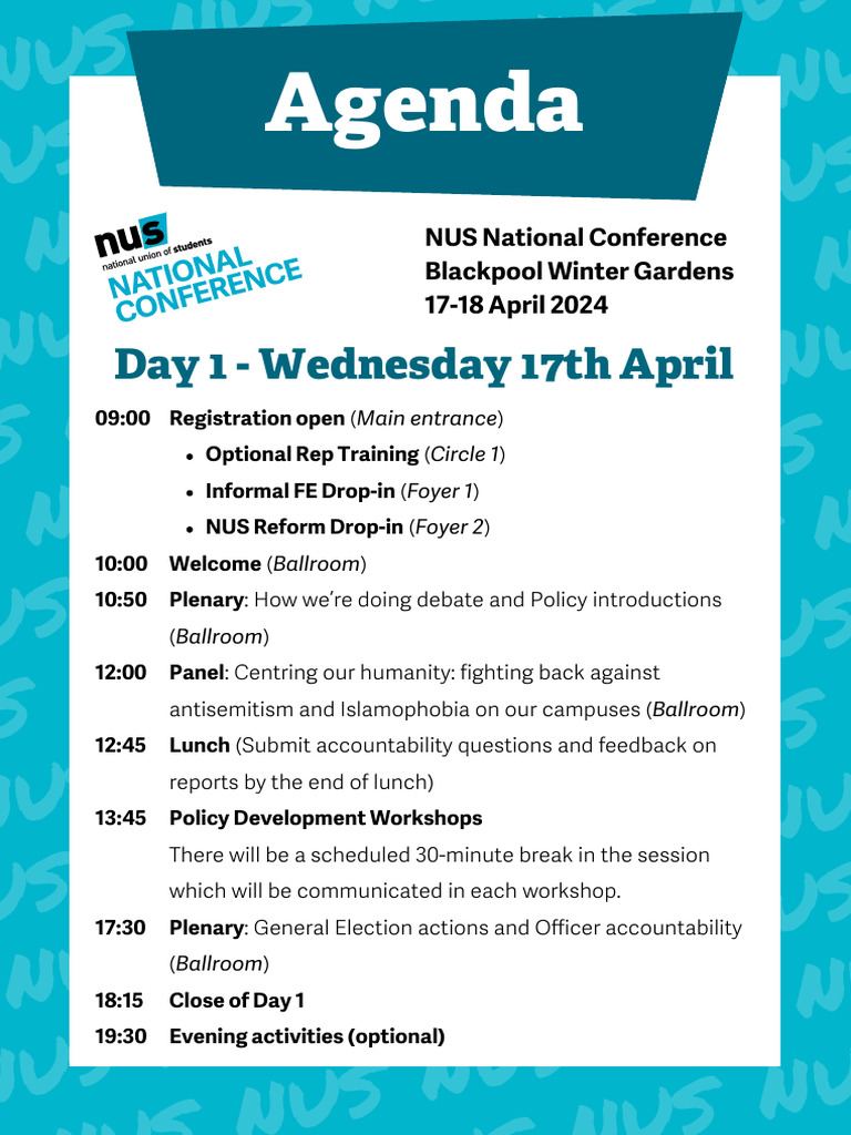 NUS National Conference Agenda 2024 | PDF