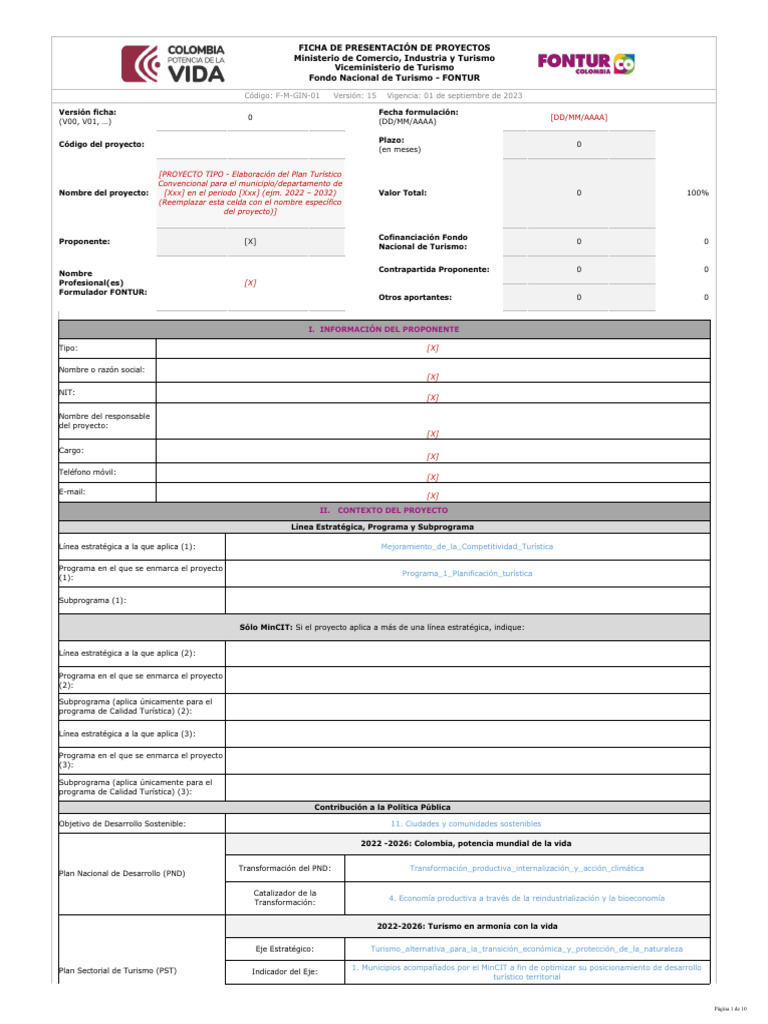 Ficha Tipo Plan de Desarrollo Turístico Convencional | PDF | Análisis ...