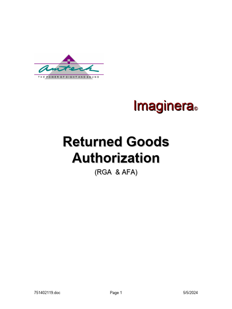 Return Goods Authorization I.2.4 | PDF | Warehouse | Copyright