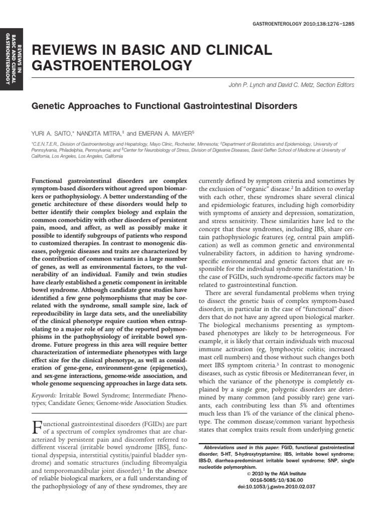 Genetic Insights into Gastrointestinal Disorders | PDF | Irritable ...