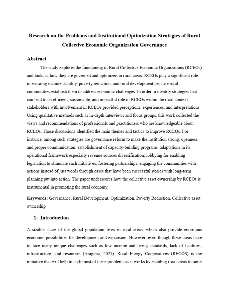 Rural Collective Economic Organization | PDF | Governance | Focus Group