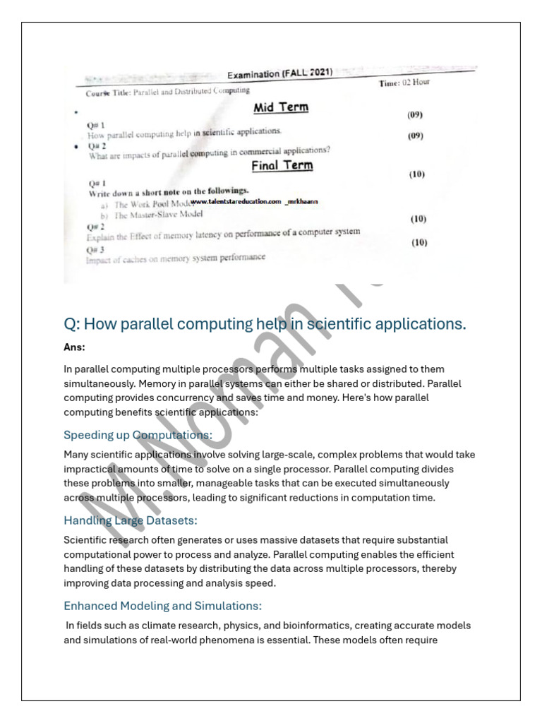Parallel Computing Pastpaper Solve by Noman Tariq | PDF | Parallel ... Parallel Computing Pastpaper Solve by Noman Tariq | PDF | Parallel ...