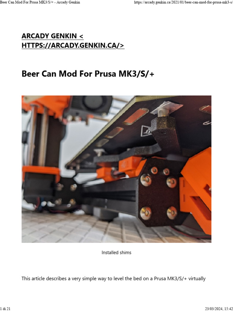 Beer Can Mod for Prusa MK3_S_+ - Arcady Genkin | PDF