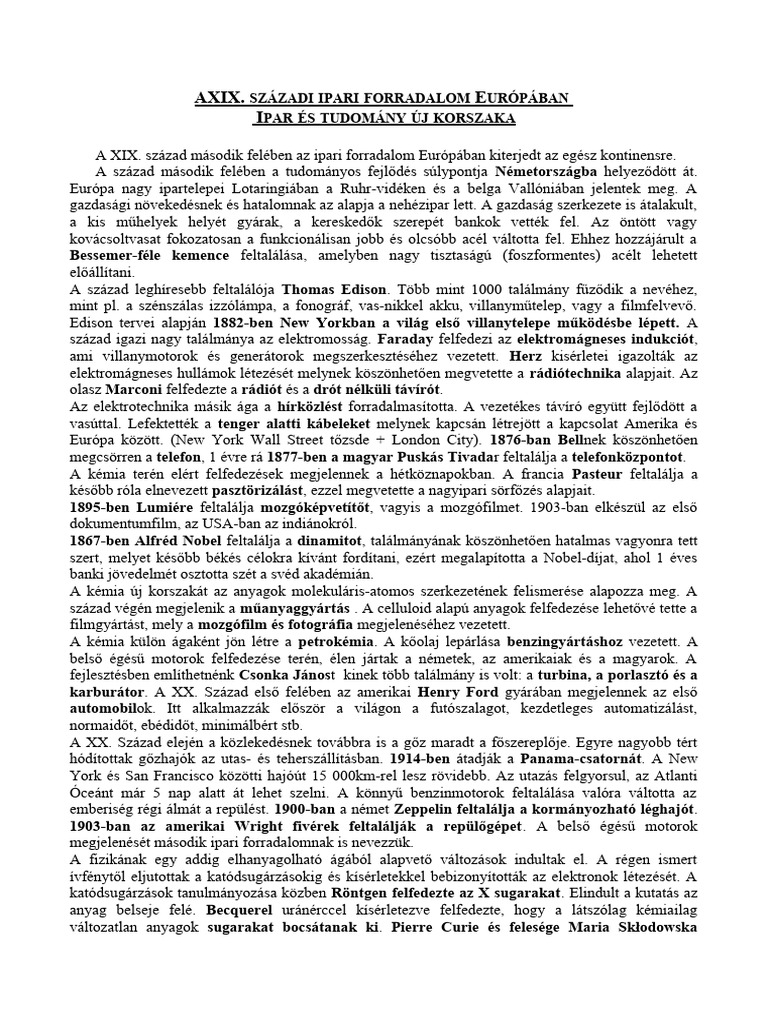 A XIX. Századi Ipari Forradalom Európában | PDF A XIX. Századi Ipari Forradalom Európában | PDF
