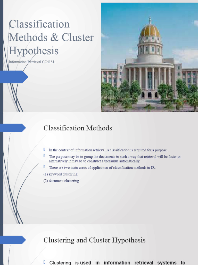 Classification Methods | PDF | Information Retrieval | Cluster Analysis Classification Methods | PDF | Information Retrieval | Cluster Analysis
