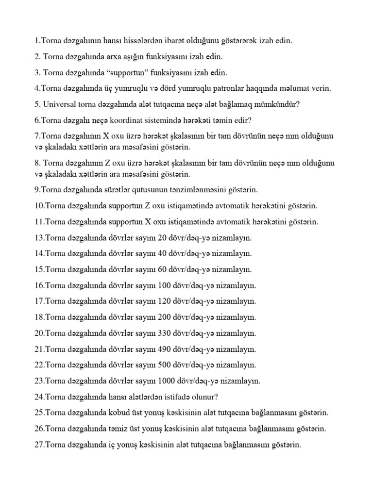 Torna Dezgahi I Suallar | PDF