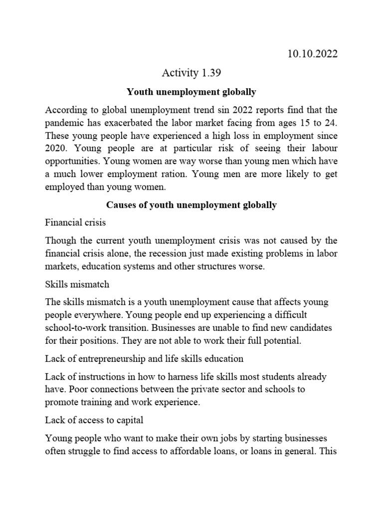 Activity 1.39 | PDF | Unemployment | Poverty