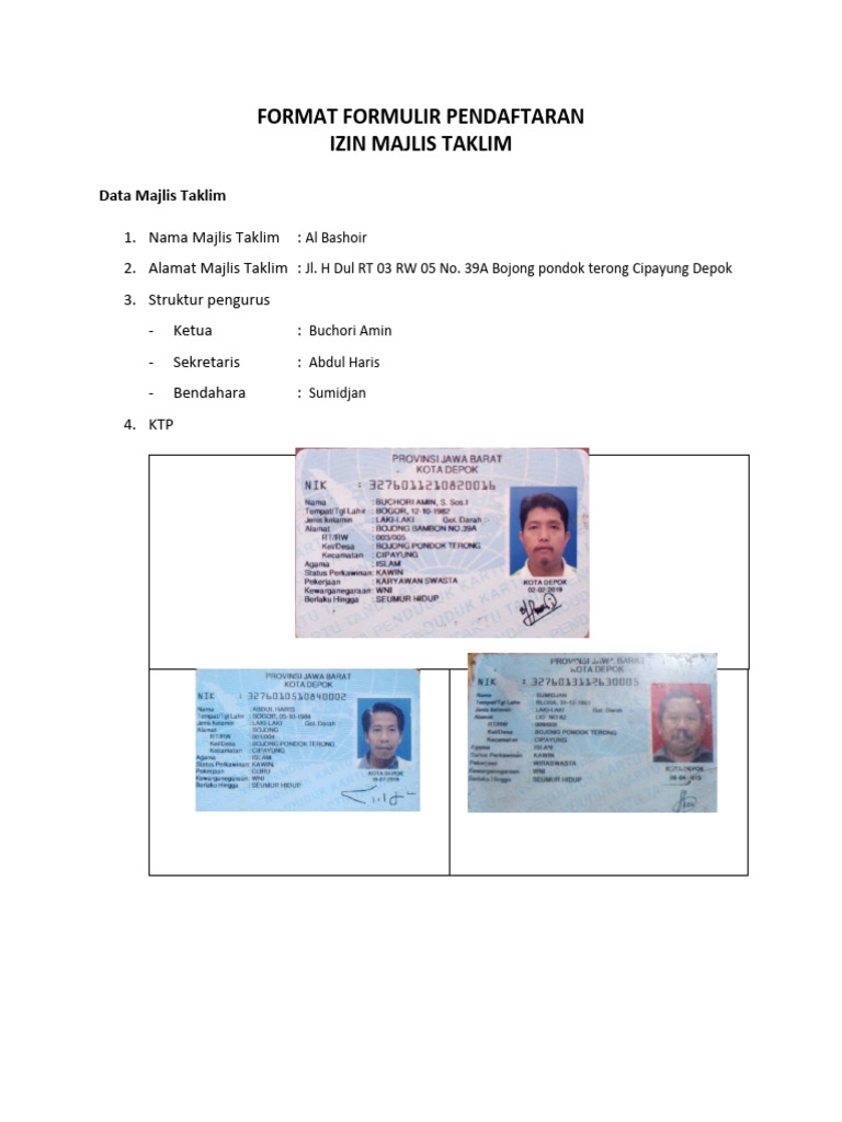 1 Contoh Formulir MT | PDF