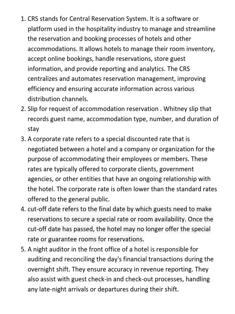 Imp Terms FO | PDF | Hotel | Business