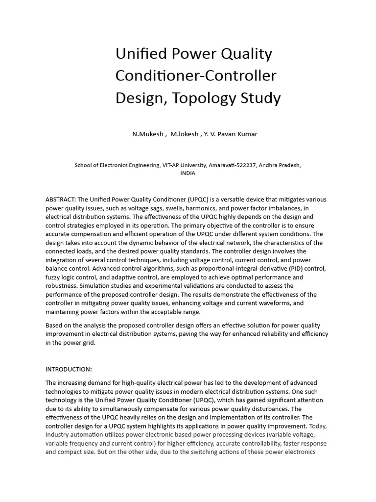 Unified Power Quality Conditioner | PDF | Power Inverter | Power (Physics)