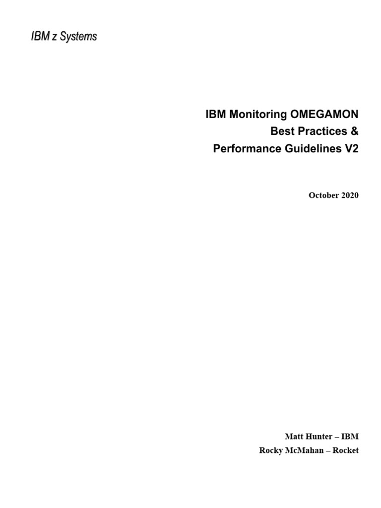 OMEGAMON Best Practices and Performance - Guidelines - V2 2020 | Download Free PDF | Operating ...