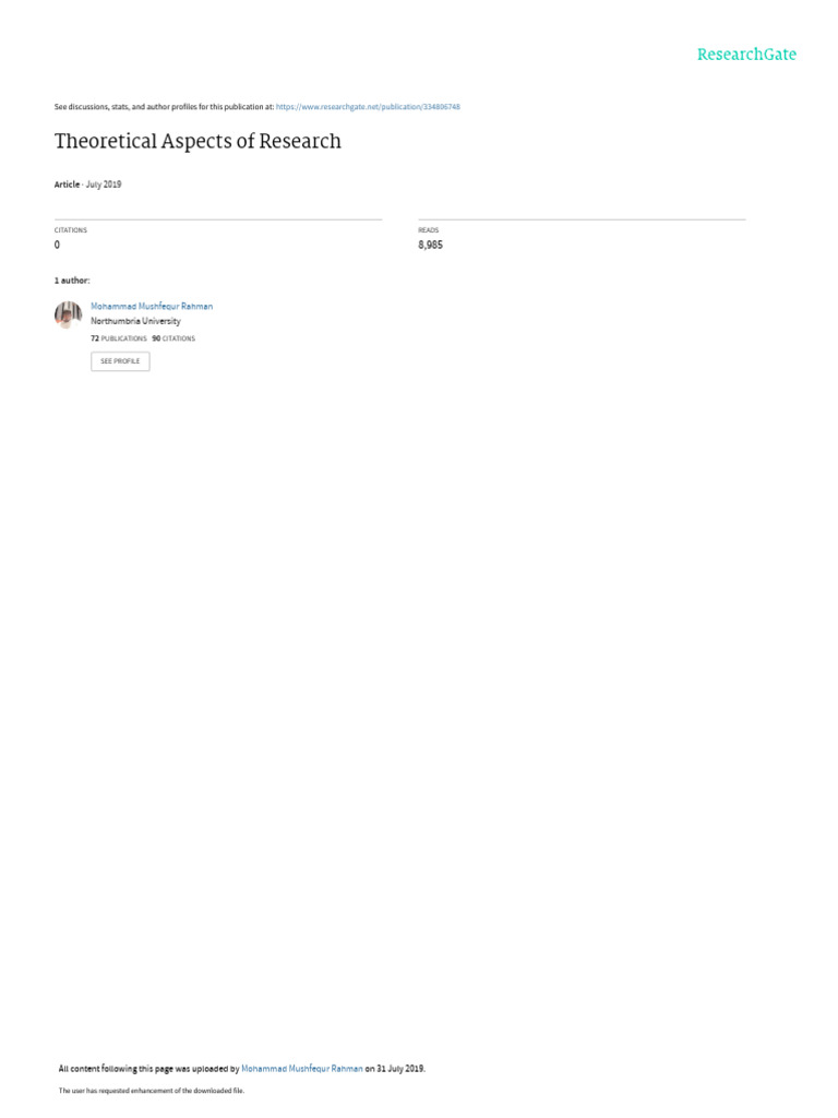 Theoretical Aspects of Research | PDF | Methodology | Philosophical Realism