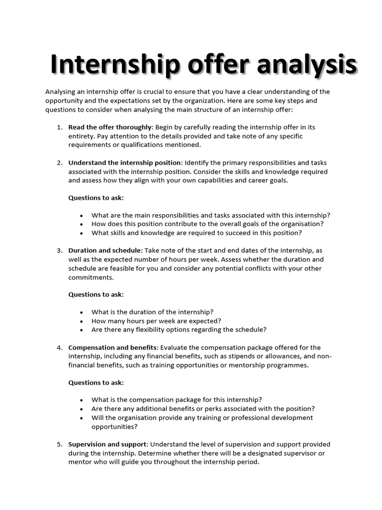 Analysing an internship offer | PDF | Internship | Job Hunting