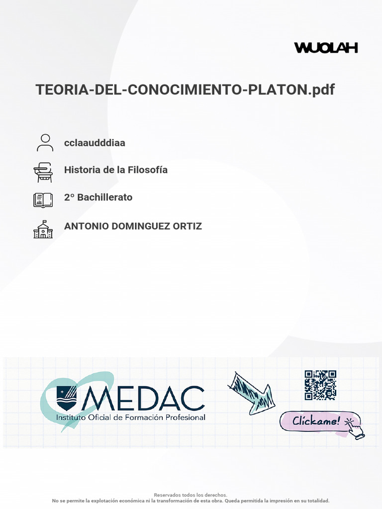 Teoria Del Conocimiento Platon Pdf Platón Conocimiento