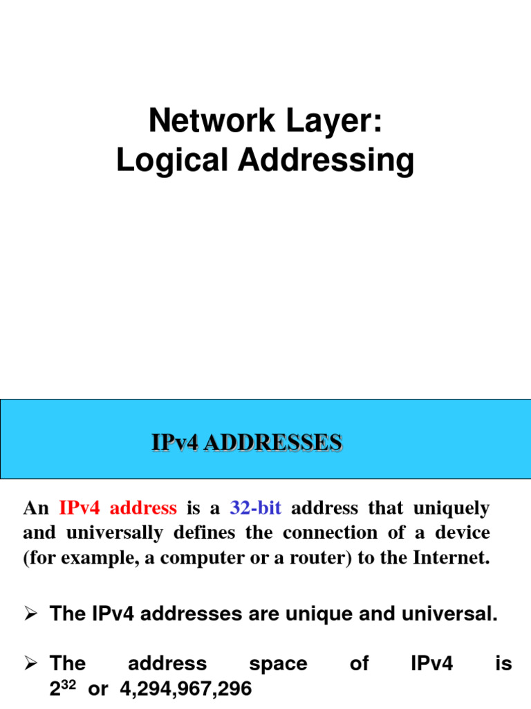Network Layer - Logical Addressing | PDF | Ip Address | I Pv6