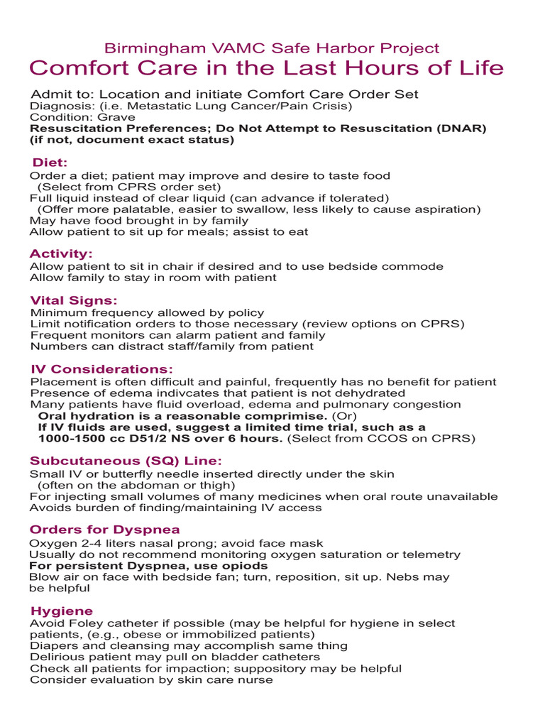 End-of-Life Care Guidelines | PDF | Dehydration | Clinical Medicine