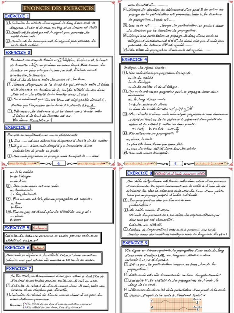 Ondes mécaniques progressives-exercices | PDF