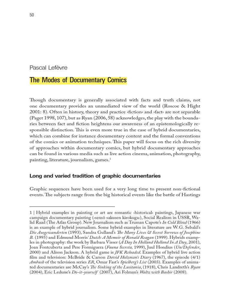 Modes of Documentary Comics Lefevre | PDF | Documentary Film | Comics