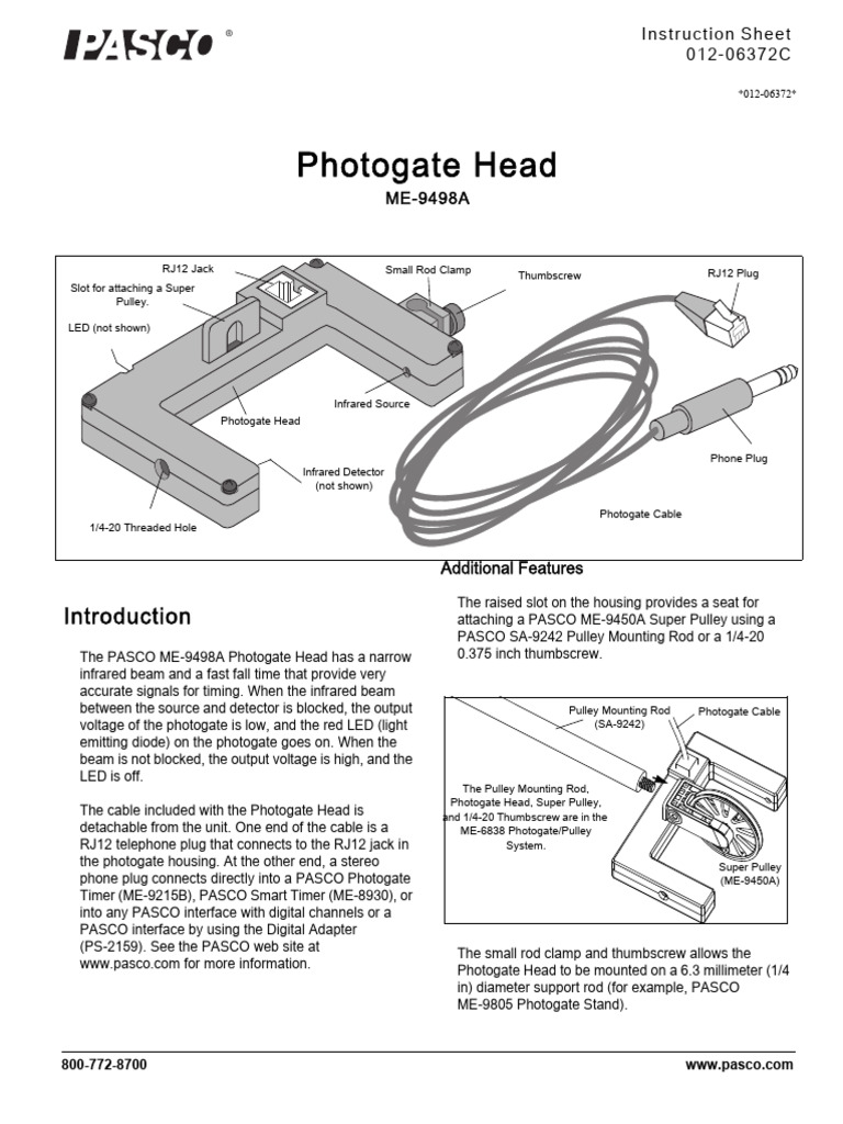 Photogate-Head-Manual-ME-9498A | PDF | Electrical Connector | Light ...
