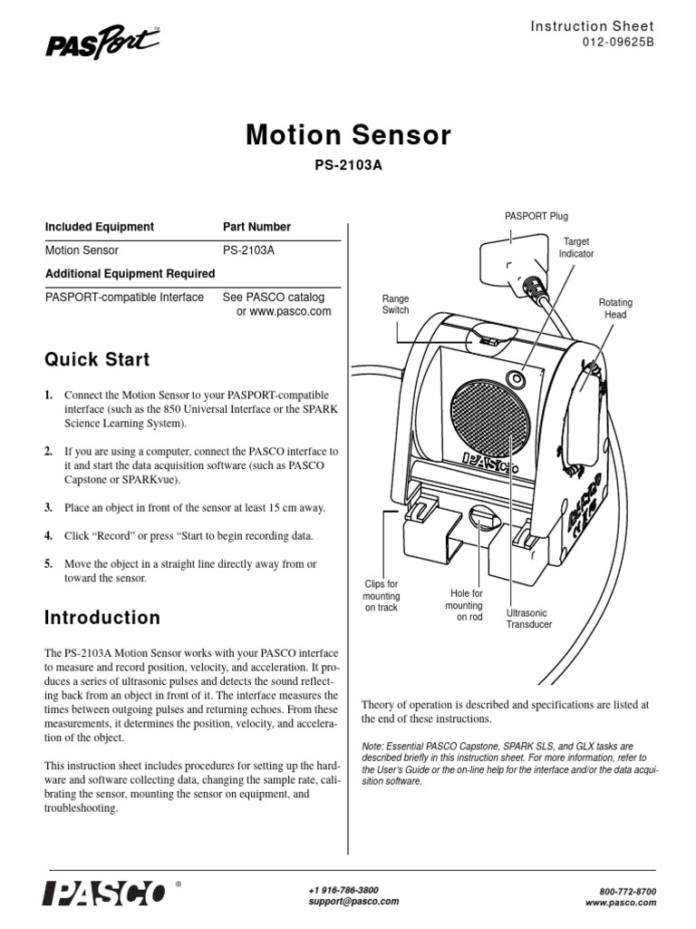 PASPORT-Motion-Sensor-Manual-PS-2103A | PDF | Ultrasound | Electronics