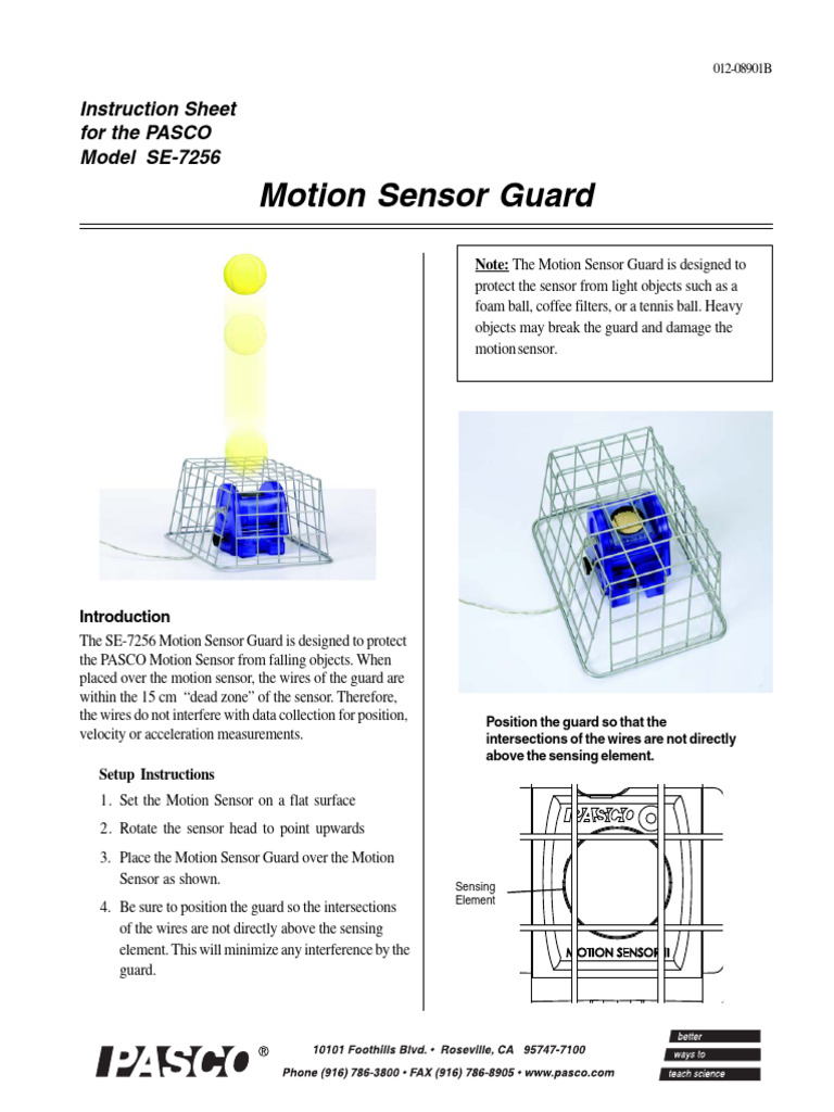 Motion Sensor Guard Manual SE 7256 | PDF | Mechanics