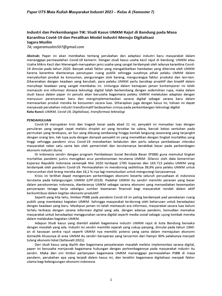 39 - Sagara Muslim - Tugas UTS | PDF | Pengelolaan Keuangan & Uang | Ilmu Sosial