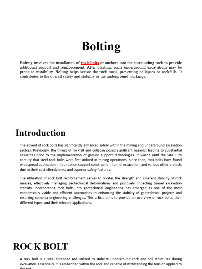 Bolting | Download Free PDF | Screw | Tunnel