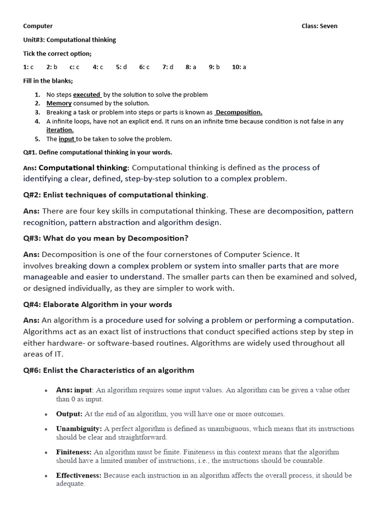 Computer Class 7 | PDF | Algorithms | Decimal