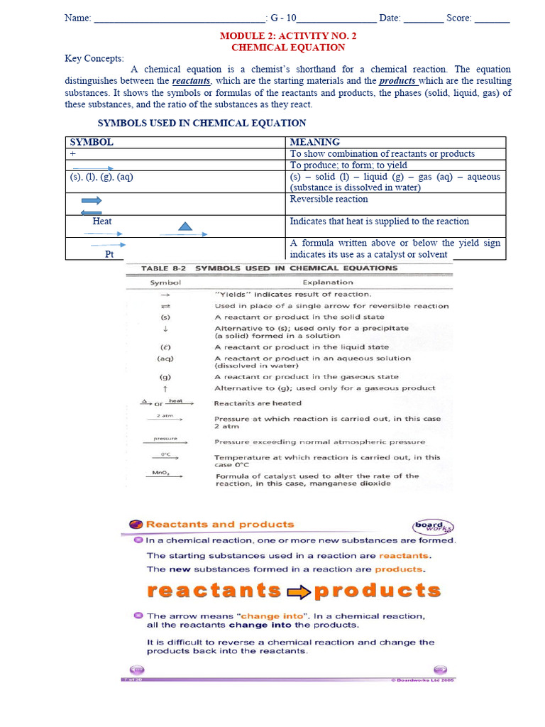 CHEMICAL-EQUATION | PDF | Chemical Reactions | Chemical Substances