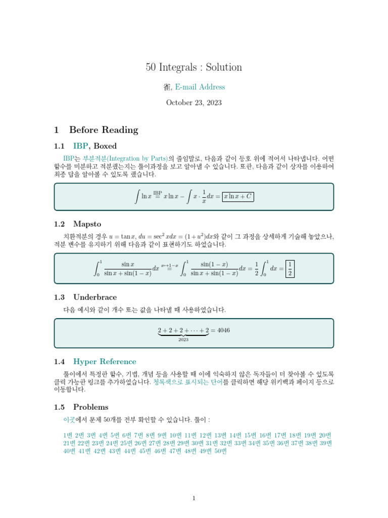 50 Integrals Solution Pdf