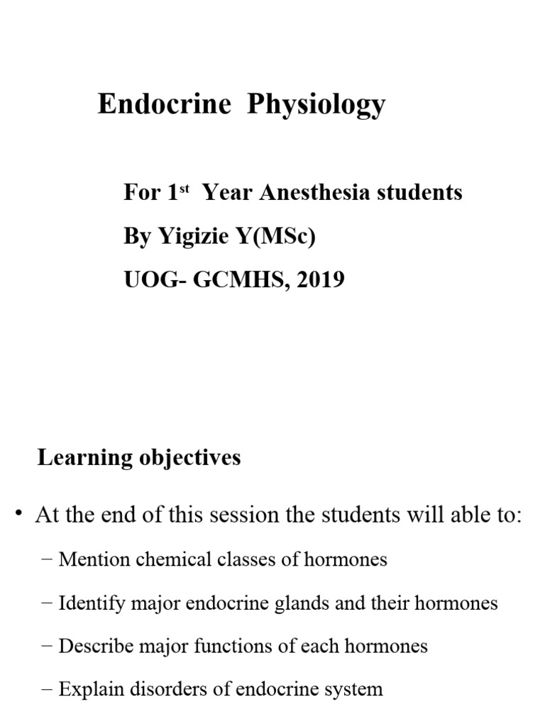 Endocrine Physiology For Ansthesia | PDF | Hormone | Endocrine System