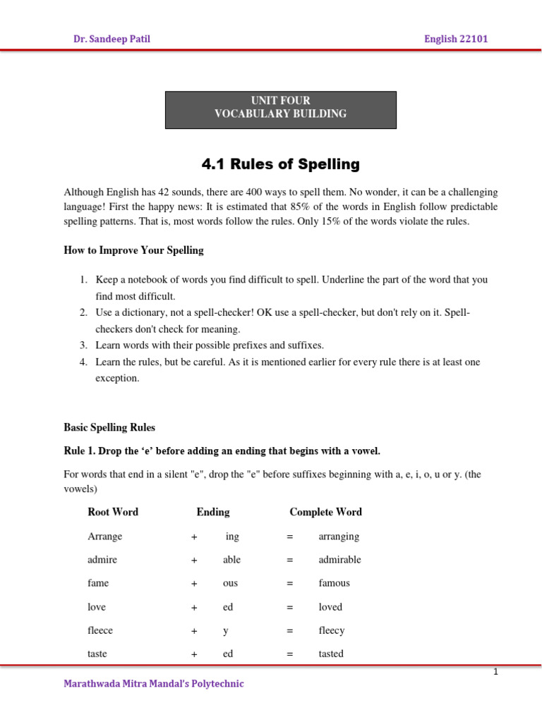 Rules of Spelling | PDF | English Language | Word