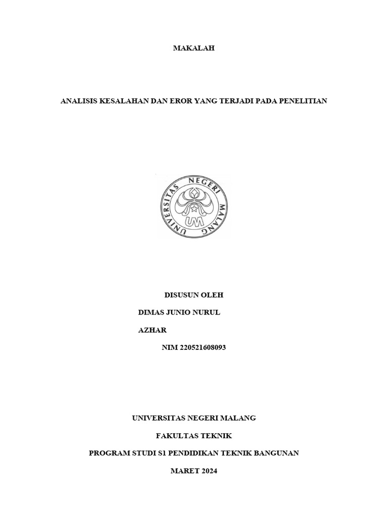 Analisis Kesalahan Dan Eror Yang Terjadi Pada Penelitian | PDF