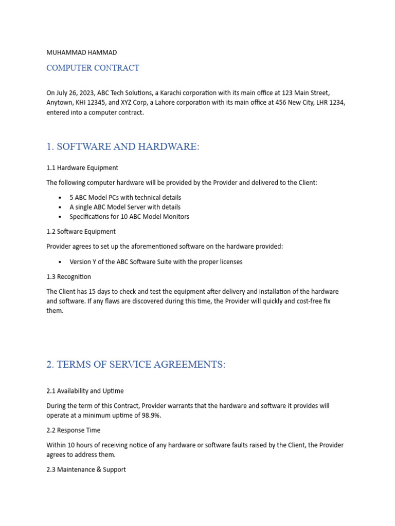 Muhammad Hammad Roll No 17 Seat No 17252023 Sec A Assignment No 3 | PDF | Breach Of Contract ...
