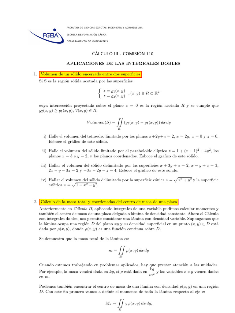 C3 2023 AplicacionesIntDobles | PDF | Integral | Masa