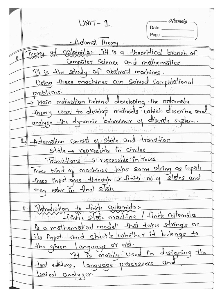 Automata Theory Unit-1 | PDF Automata Theory Unit-1 | PDF