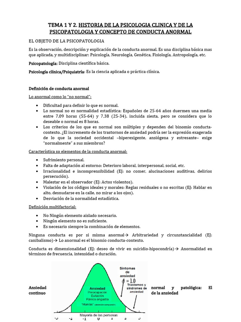 TEMA 1 Y 2 TERMINADO | PDF | Trastorno mental | Ansiedad