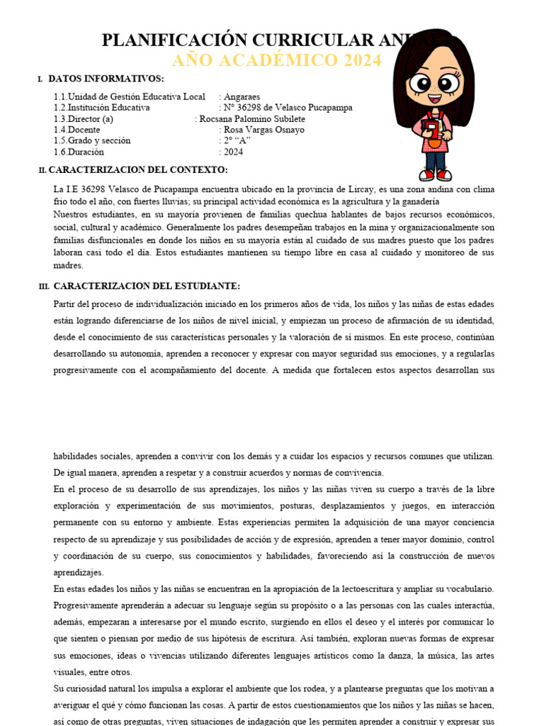 Planificación Curricular Anual 2do Grado B | PDF | Aprendizaje | Amor