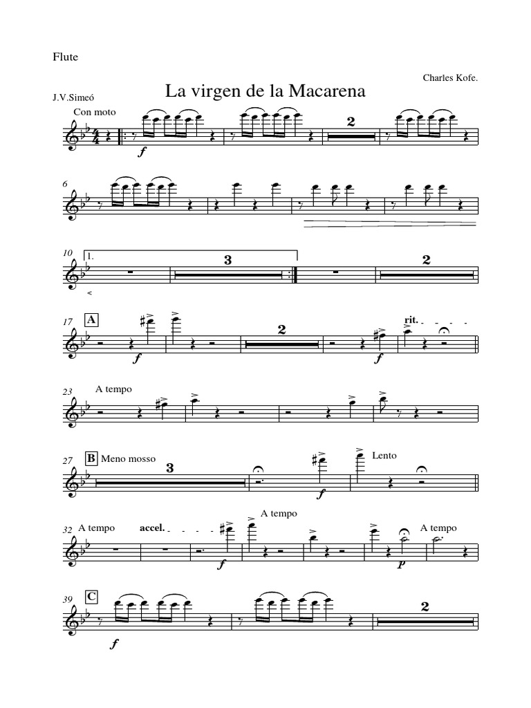 Macarena Banda 18-5-11 Flute | PDF | Musical Compositions | Poetics