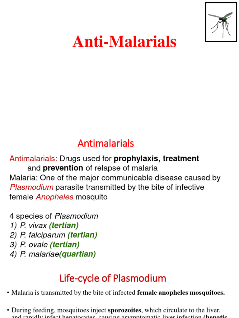 Antimalarial Drugs: Types and Uses | PDF | Malaria | Plasmodium